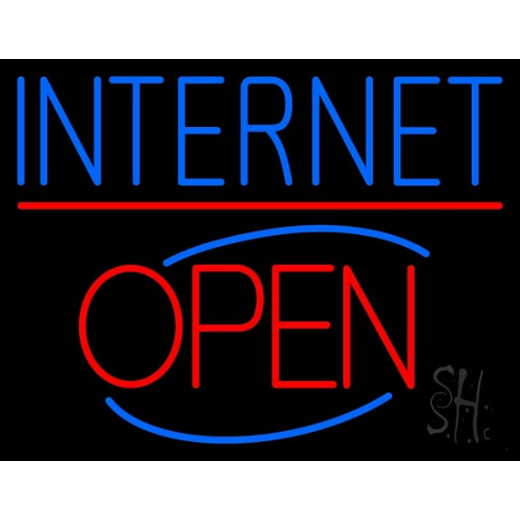 Internet Open LED Neon Sign 15 x 19 - inches, Clear Edge Cut Acrylic ...
