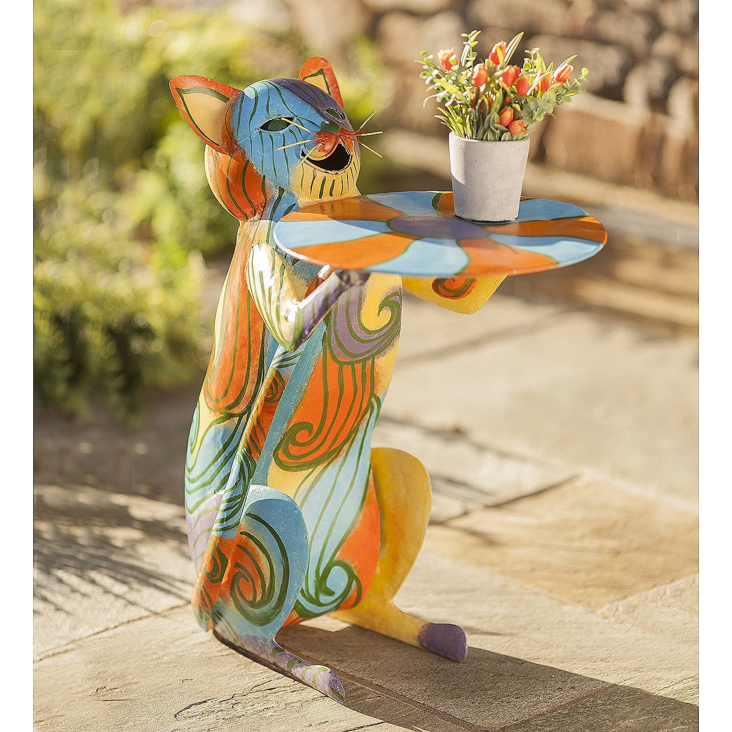 Evergreen Colorful Metal Cat Side Table - Walmart.com