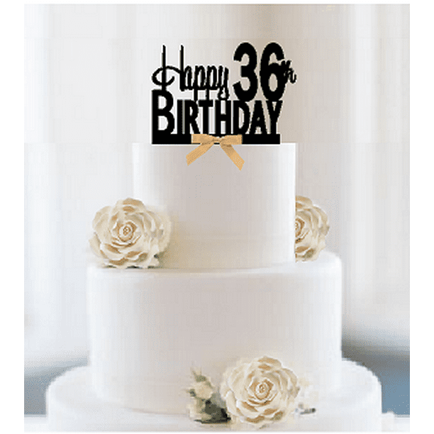 Item#036CTGR - Happy 36th Birthday Elegant Cake Decoration Topper with ...