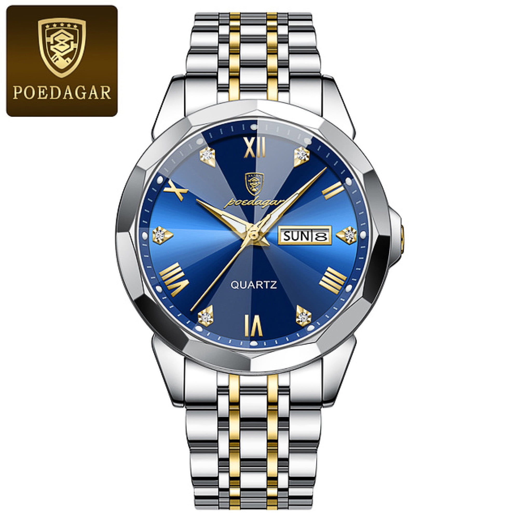 Click here for Poedagar Men Blue Diamond Quartz Stainless Steel W... prices