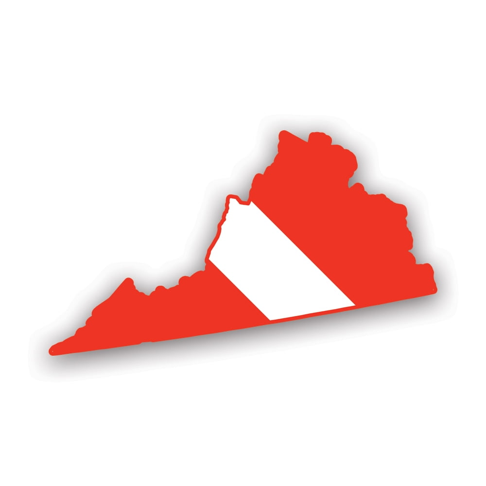 Virginia State Shaped Diver Down Flag Sticker Decal - Self Adhesive Vinyl - Weatherproof - Made ...