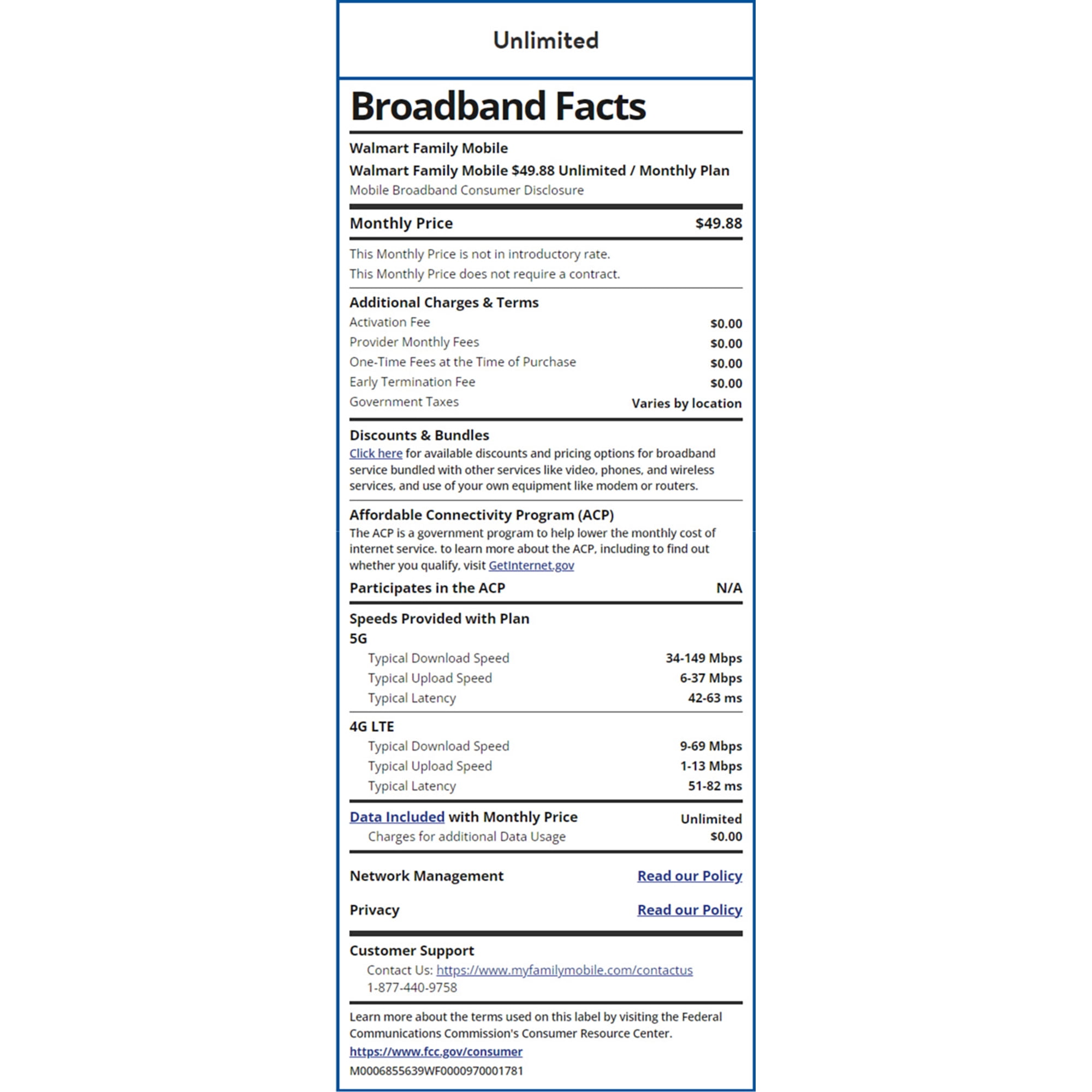 Walmart Family Mobile Unlimited Monthly Prepaid Plan + 30GB of Mobile ...