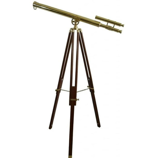 Brass Nautical Tripod Double Barrel Telescope Floor Standing Telescope ...