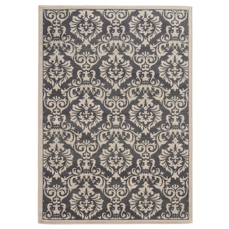 Addison Heights Brentwood Damask Floral Transitional Area Rug, Gray ...