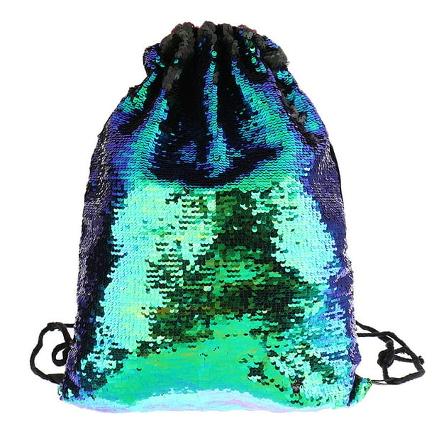 Fashion Glitter Drawstring Backpack Sequin Mermaid Reversible Glitter ...