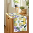 Burlap Table Runner 36 Inches Long, Abstract Lemon Purple Wildflower ...