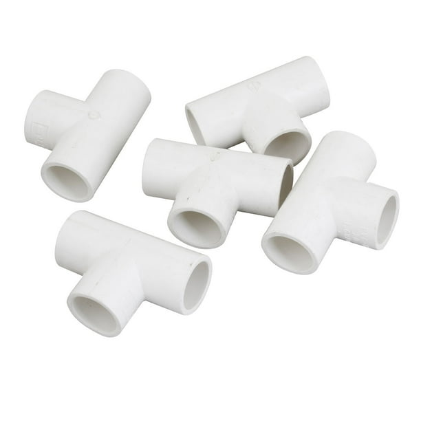 Unique Bargains 5 Pcs White PVC Three Way T Shaped Fitting Wire Pipe ...