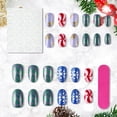24Pcs Christmas Press on Nails Short Square Nails Fake Nails with Glue ...