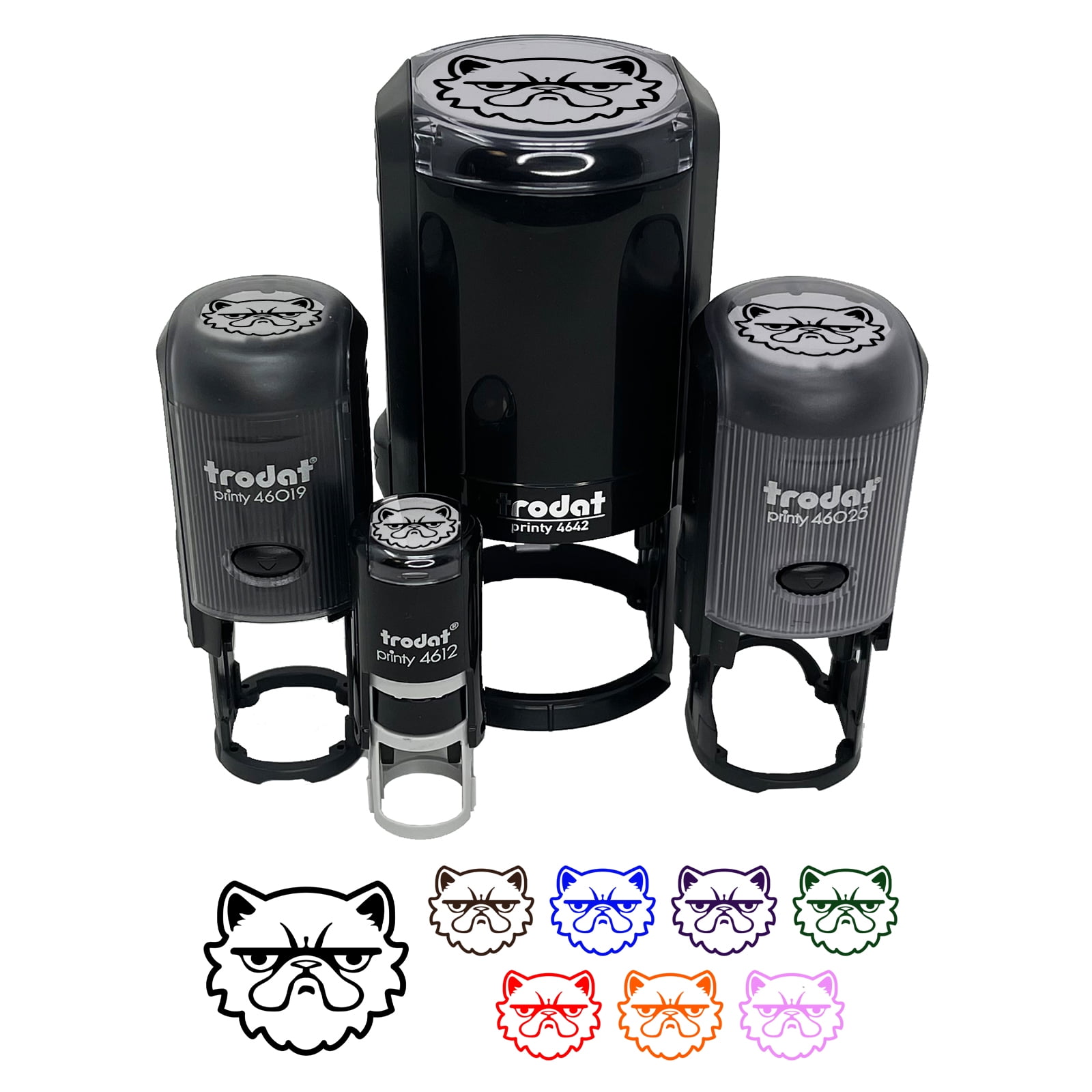 Grumpy Persian Cat Face Self-Inking Rubber Stamp Ink Stamper - Lime ...