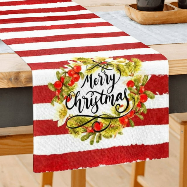 Christmas Table Runner, Merry Christmas Dining Table Runner Dresser ...
