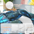 Blue Butterfly 4 Piece Duvet Cover Set Twin Size Shiny Dream Flower ...