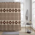 Brown Boho Shower Curtain for Bathroom, Moroccan Geometric Striped Folk ...
