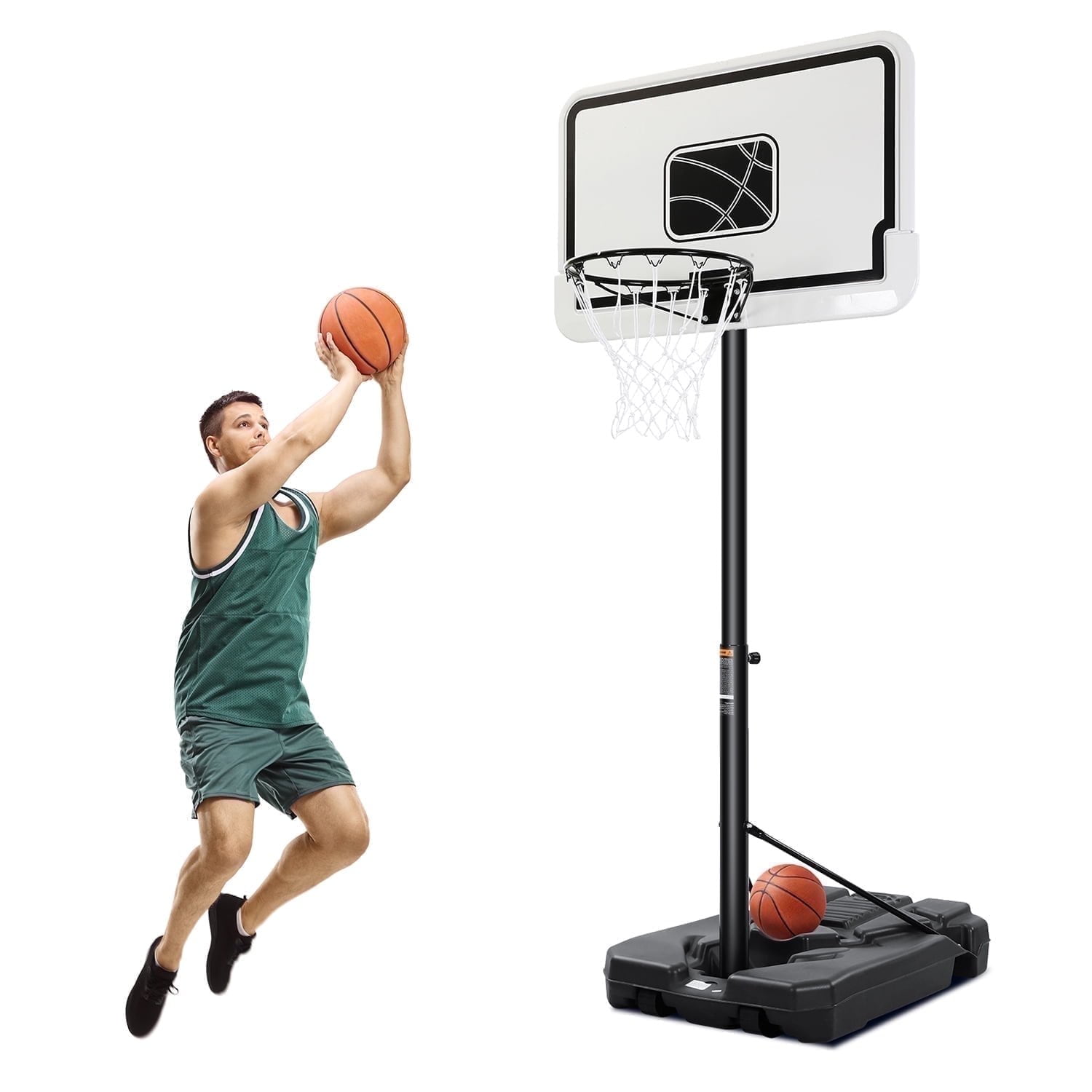 Naipo 44in Portable Basketball Hoop Stand Goal Systemwith Adjustable ...