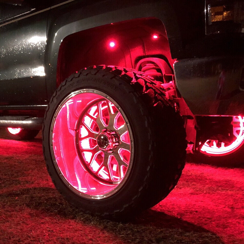 Buy CNCEST 4x17.5 Bluetooth Double Row LED Wheel Ring Lights Color RGB ...
