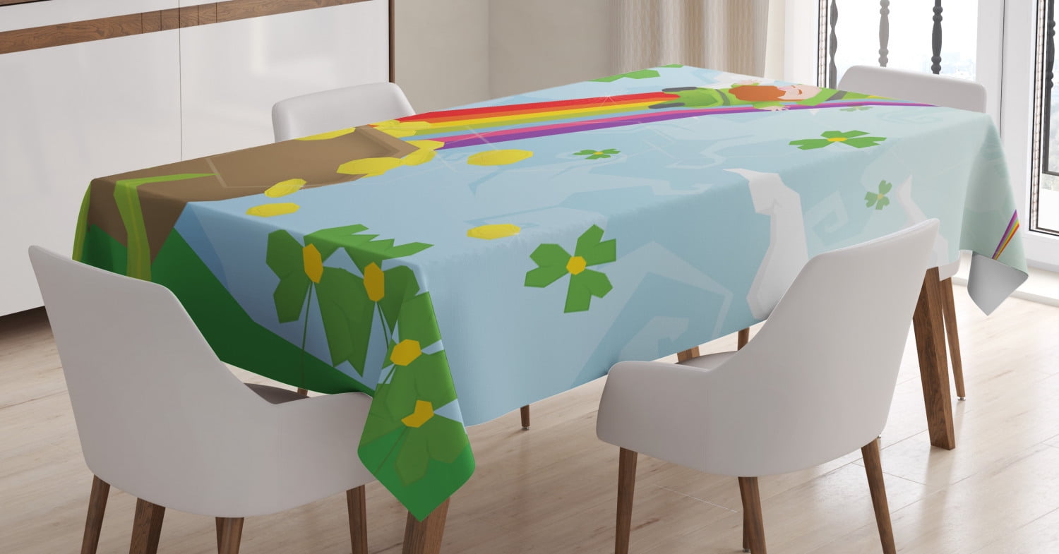 Ambesonne Cartoon Tablecloth Rectangular Table Cover, Shamrock, 60"x84 ...