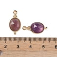 10pc Natural Amethyst Faceted Pendans Golden Plated Brass Oval Charms ...