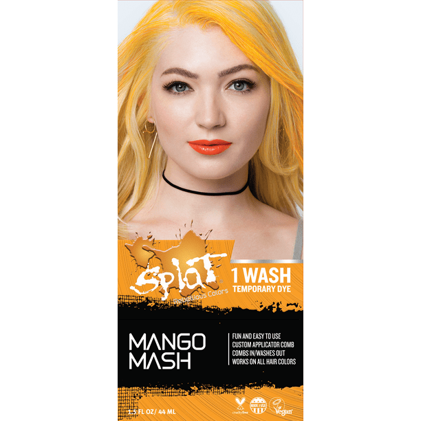 Splat 1 Wash Mango Mash Hair Color Temporary Bleach Free Orange Hair