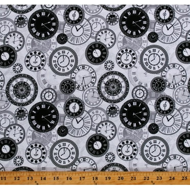 Cotton Clocks Gears Wheels Mechanical Clockwork Vintage-Look Industrial ...