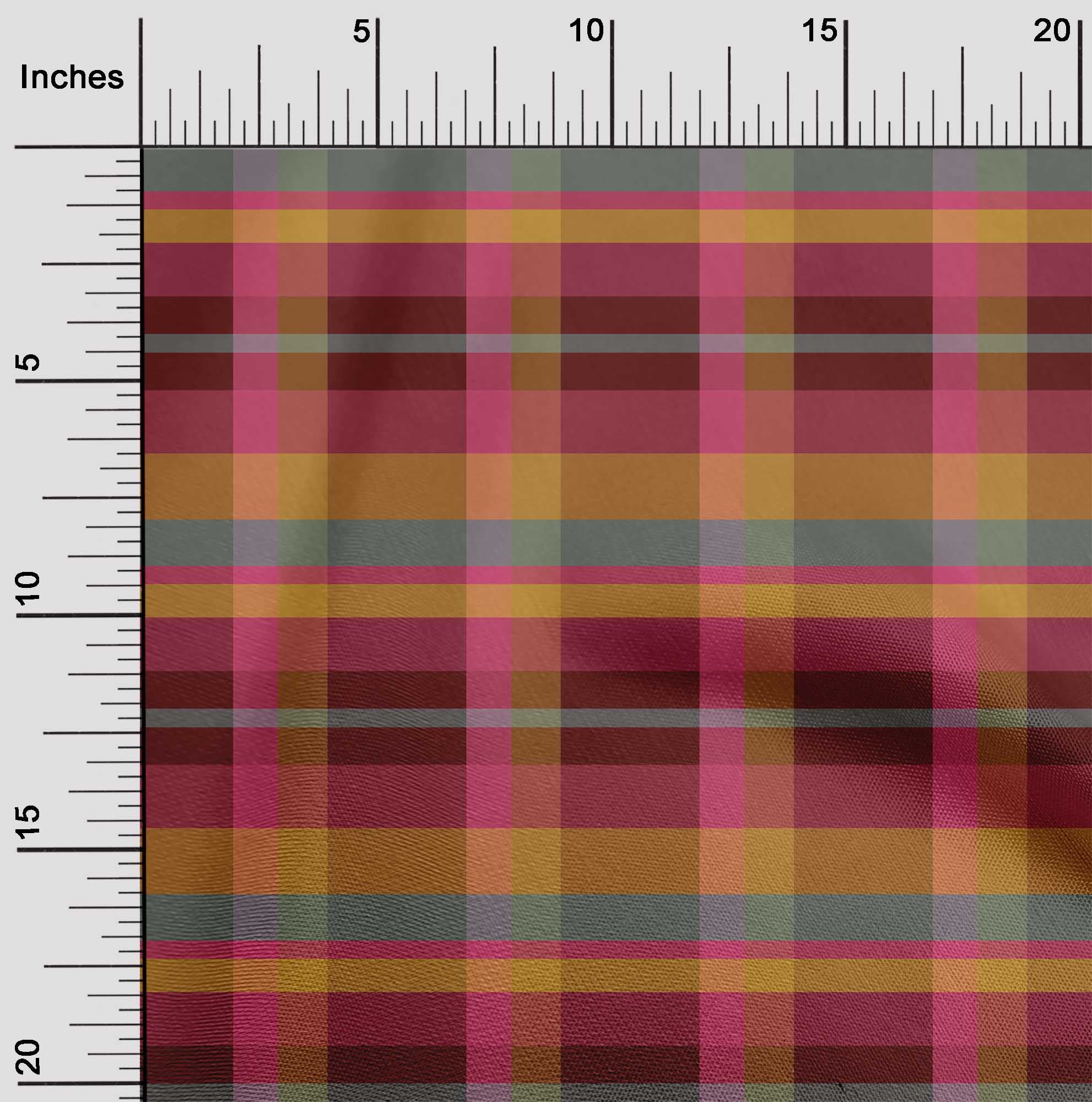 oneOone Silk Tabby Maroon Fabric Madras Check Dress Material Fabric ...