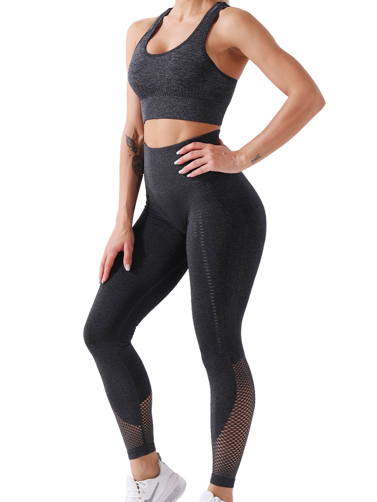 Qric - QRIC Women Seamless Yoga Workout Set 2Pcs Outfits Gym Leggings ...