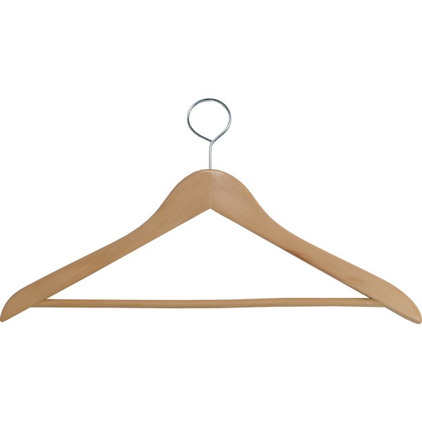 Wooden Closed Loop Hangers with Natural Finish and Suit Bar For Hotels ...