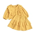 Afdoent Girls 2 Piece Outfits Blend Collar Top With Frill Skirt For ...