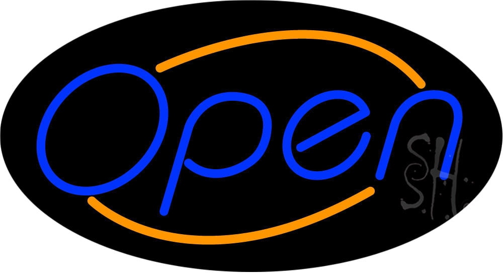 Blue Open With Orange Border Oval Animated LED Neon Sign 12 x 24 ...