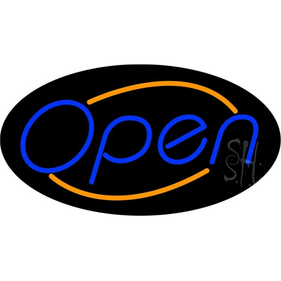 Blue Open With Orange Border Oval Animated LED Neon Sign 12 x 24 ...