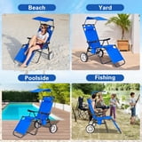 MOPHOTO 2-in-1 Beach Chair Lounger with Wheels, Folding Tanning Chair ...