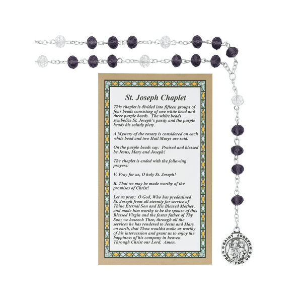 St. Joseph Chaplet with Amethyst Crystal Beads and St. Joseph Medal ...