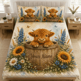 Lotusprint LLC 2D Print Personalized Highland Cow Sunflower Quilt ...