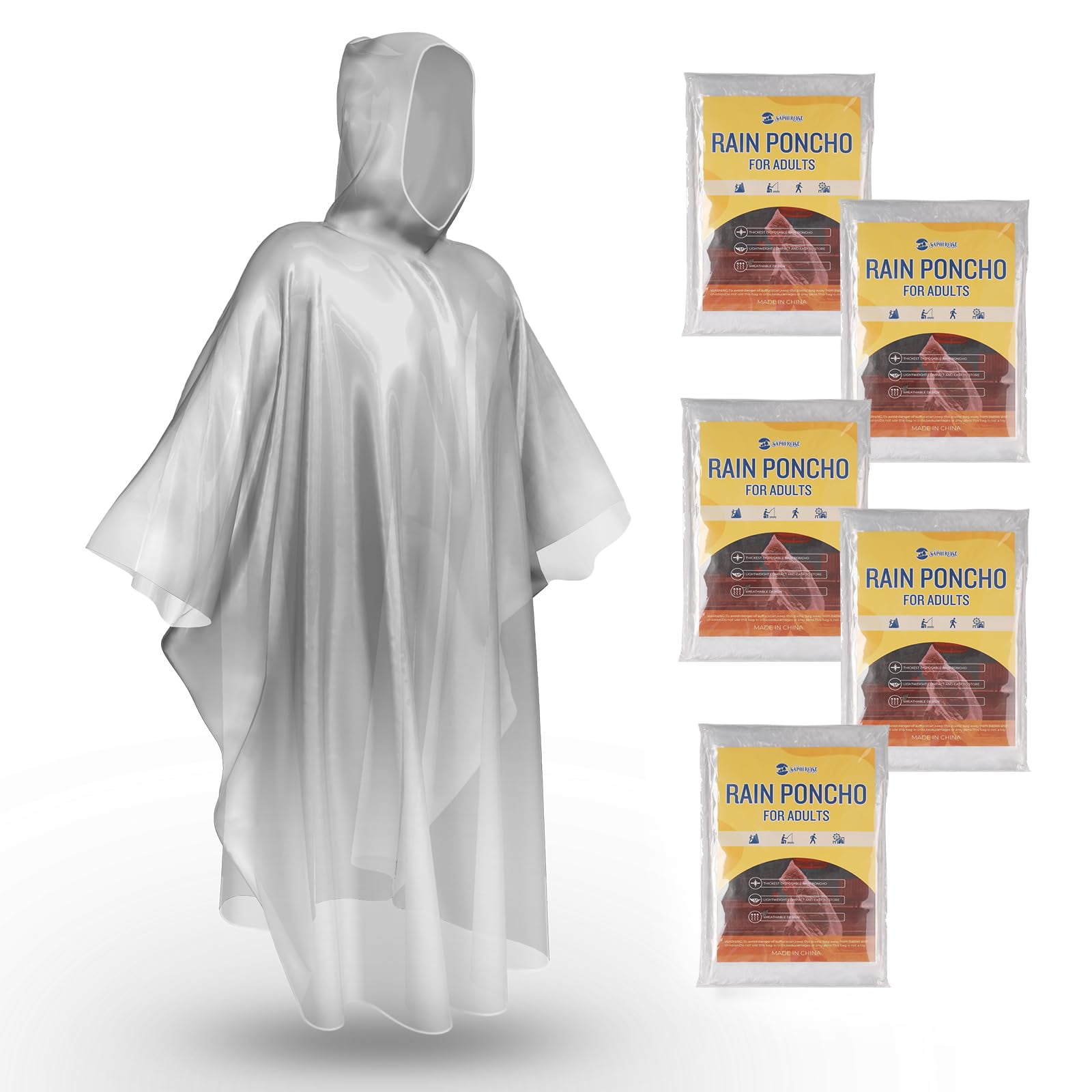 Click here for Saphirose Disposable Rain Poncho Clear Ponchos For... prices