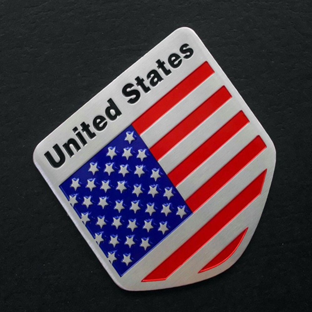 New Aluminum Badge Chrome Auto Logo US USA American Flag Alloy Metal ...