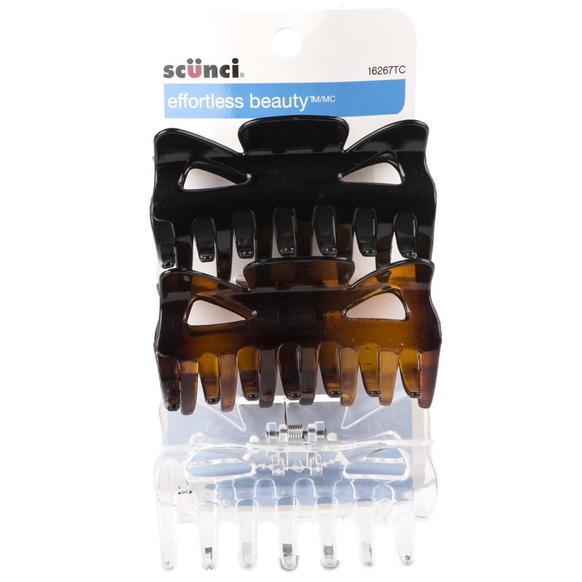 Scunci Effortless Beauty Basic Jaw Clips, Assorted Colors, 3-Count (3 ...