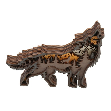 Wolf Totem Statue, Premium Wood Wooden Wolf Statue Wolf Howling ...