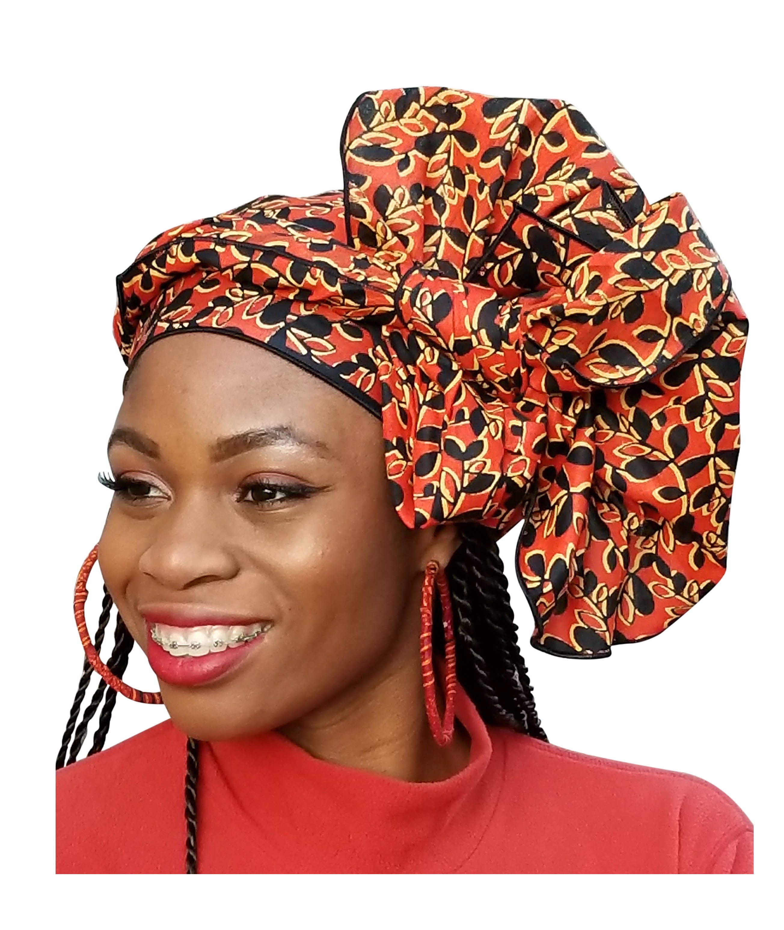 Orange African Print Ankara Head Wrap One Size