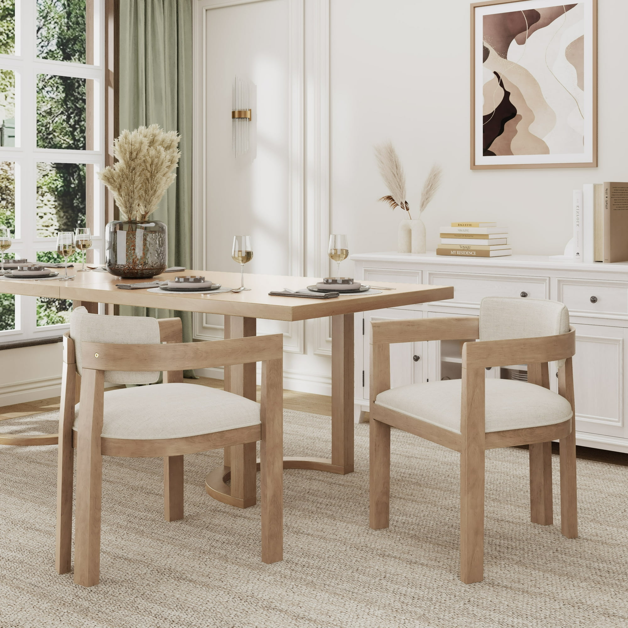 Click here for Velmero - Dining Chair With Armrest-Light Ash+Beig... prices