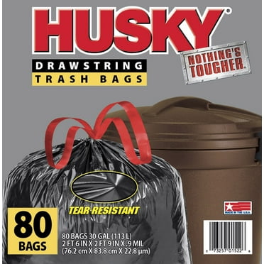 Husky 18 Gal Exp Drawstring 50 Ct White Compactor Bag - Walmart.com