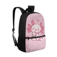 Binienty Pink Axolotl Print School Backpack for Kids, 17 Inch Students ...
