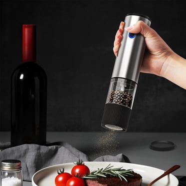 2 Pack Electric Salt and Pepper Grinder Set USB Rechargeable with Warm ...