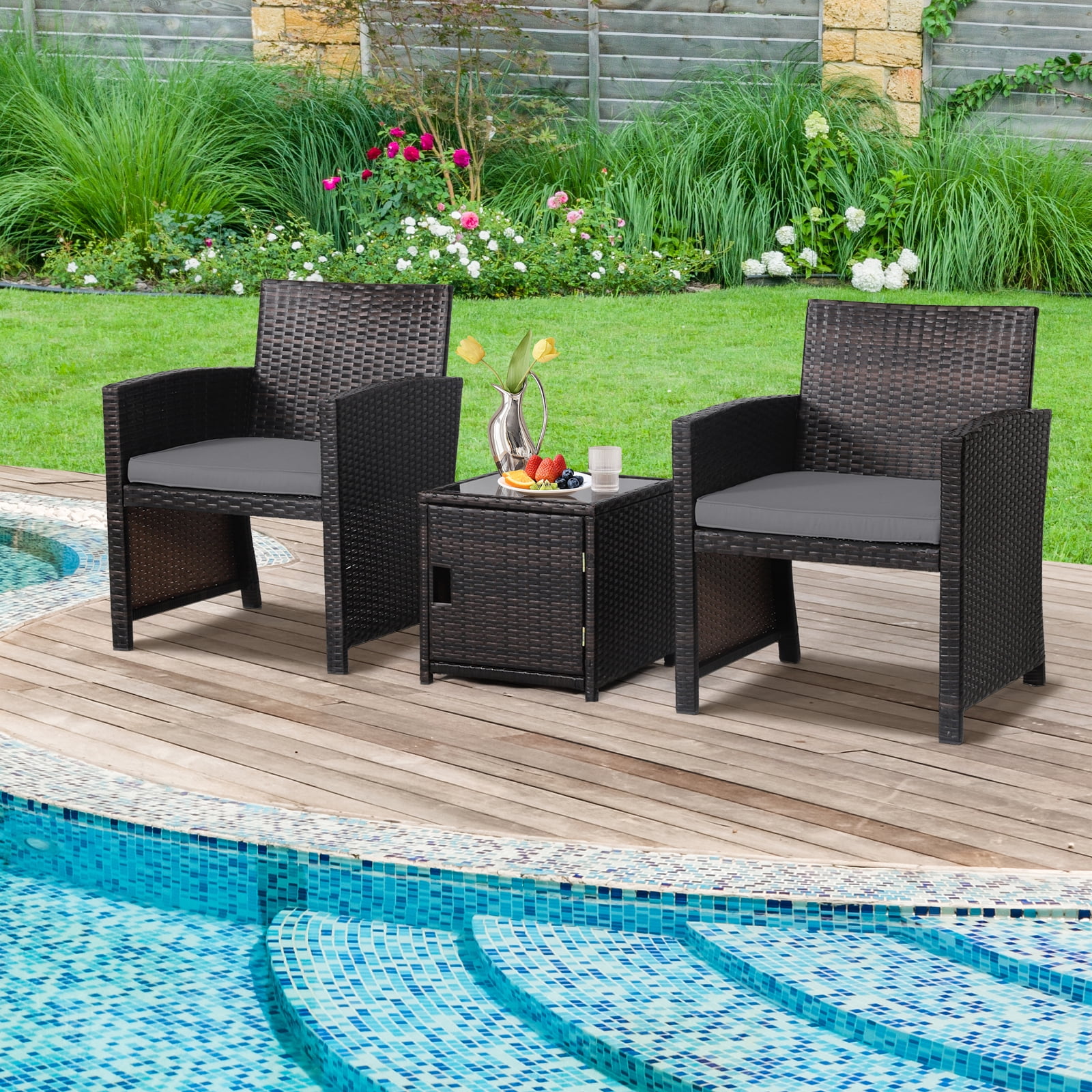 Click here for Patiojoy 3 Pieces Outdoor Pe Wicker Bistro Set Wit... prices