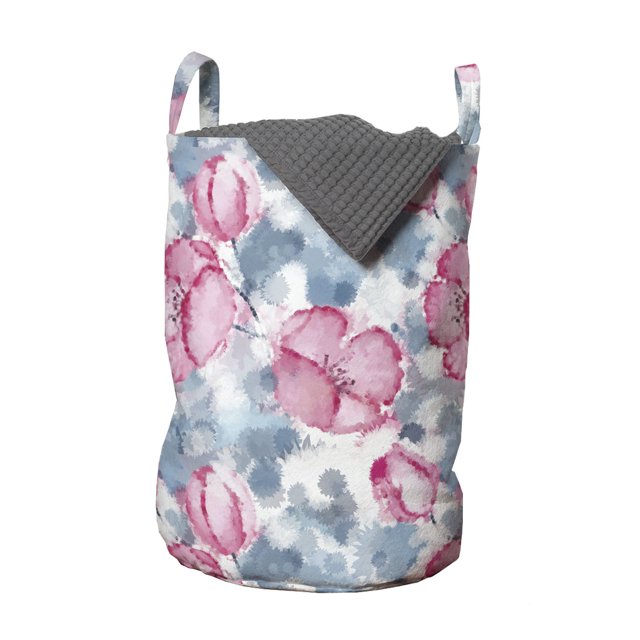 Spring Laundry Bag, Flower Pattern Watercolor Blossom Gardening Petals ...