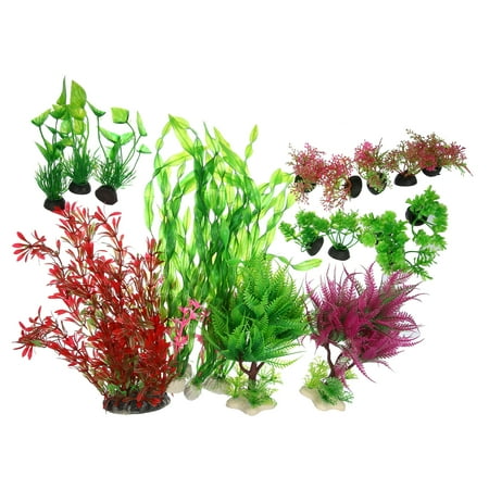 Unique Bargains Aquarium Plants Kit Fish Tank Plants Fake Colorful Fish ...