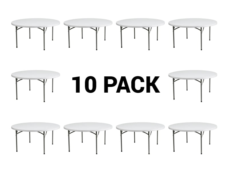 (10 PACK) 60'' Round Plastic Folding Table - Heavy Duty Banquet Table ...