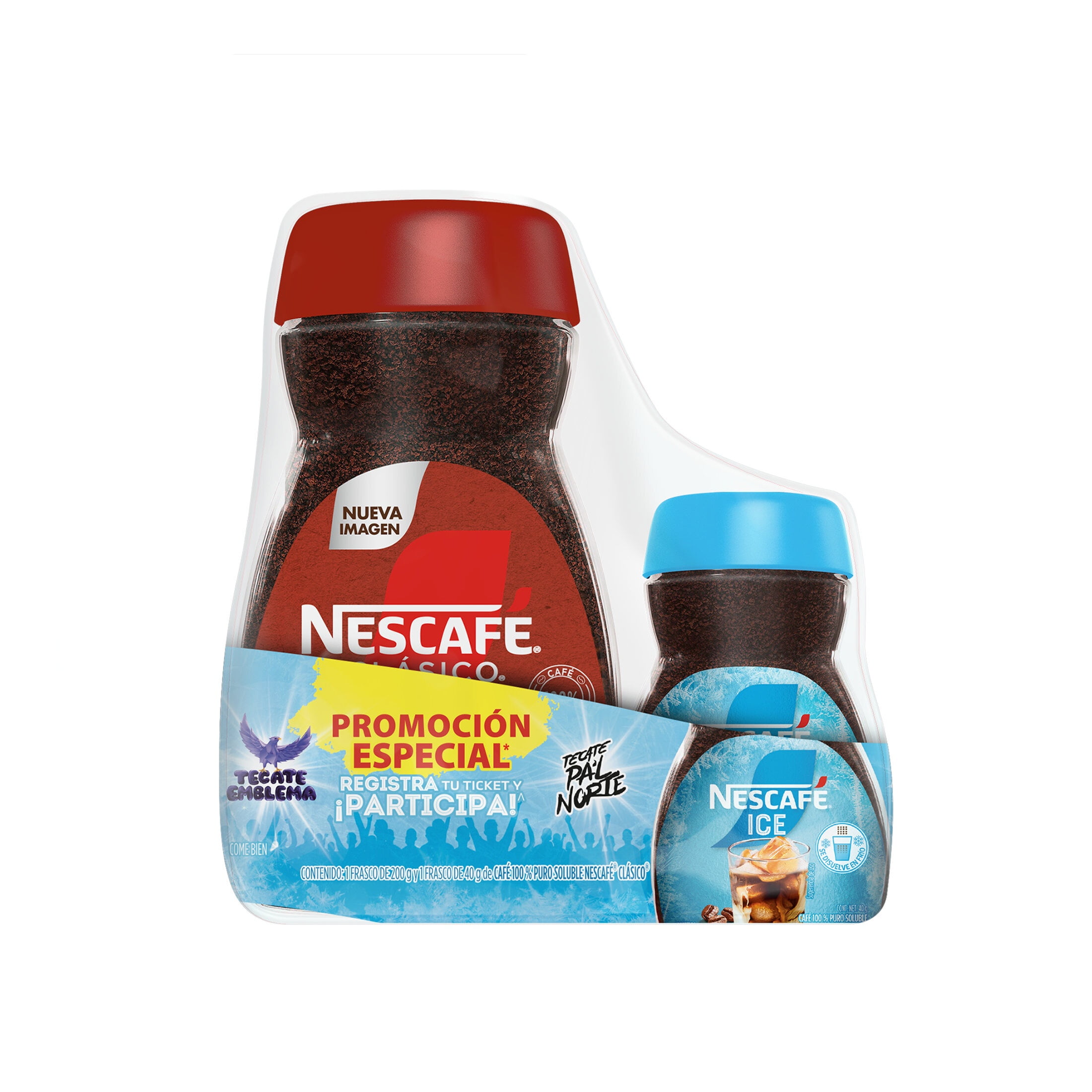 Café Soluble Nescafé Clásico Frasco de 200g y Nescafé Ice Frasco de 40g ...