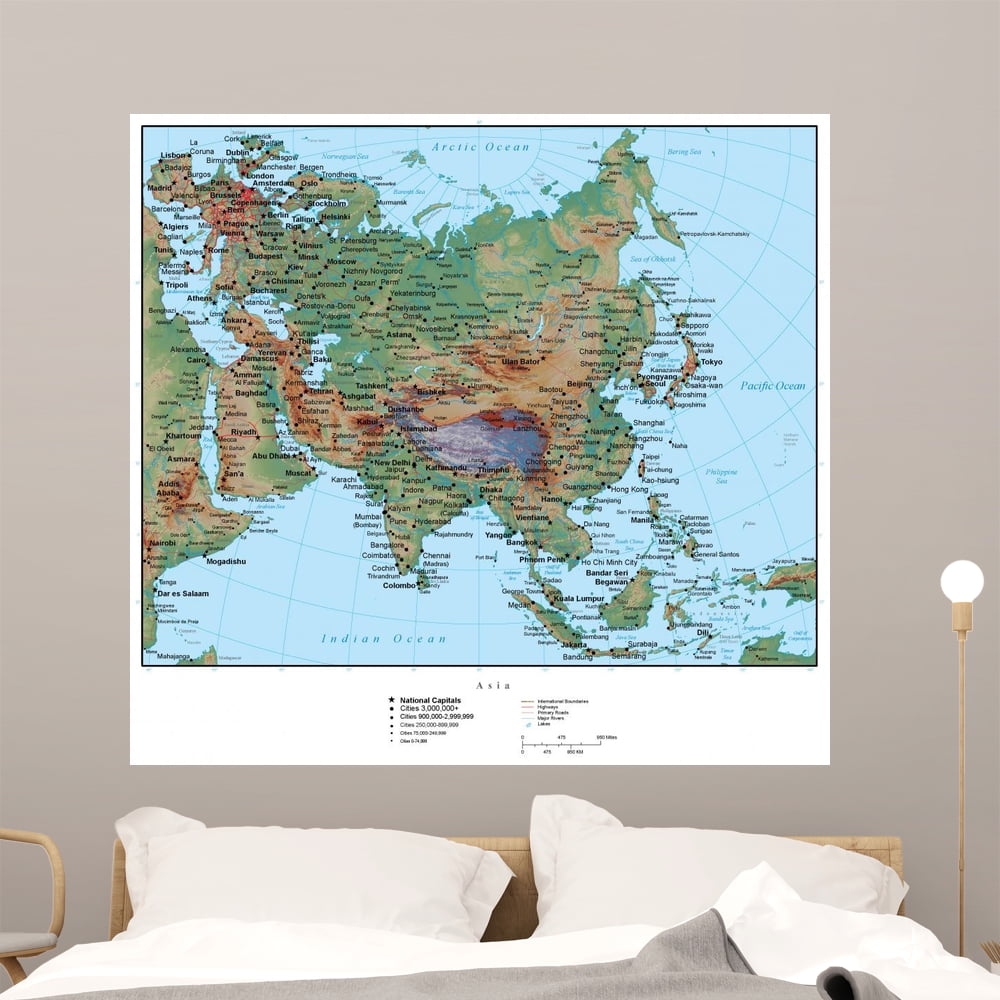 Map Asia Wall Mural Decal Sticker, Wallmonkeys Peel & Stick Vinyl ...