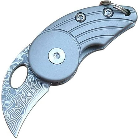 Mini Key Chain Folding Knife VG10 Damascus Steel Blade, TC4 Titanium ...