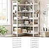 65.4 Inch 5-Tier Convertible Corner Bookshelf with 4 Hooks, Industrial ...