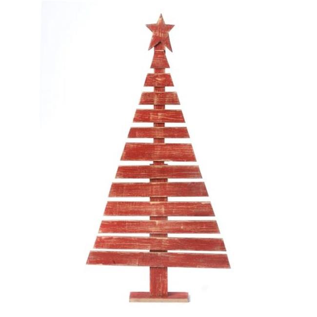 Red Slatted Wooden Tree Statue - Walmart.com
