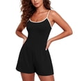 Ailaofu Womens Romper Shorts Spaghetti Strap Contrast Trim High Waist ...